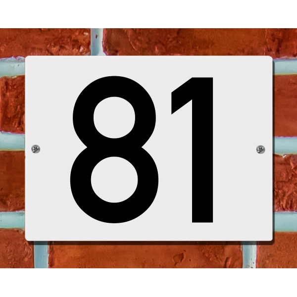 Huisnummerbord Wit - Nummer 81 - 15 x 12 cm - incl. bevestiging ...