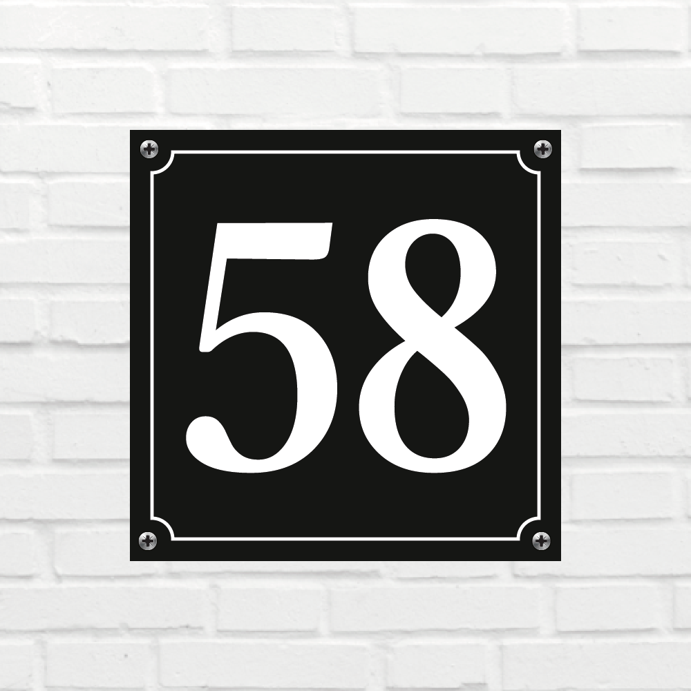 Huisnummerbord Mat zwart Deluxe - Nummer 58 - incl. bevestiging ...