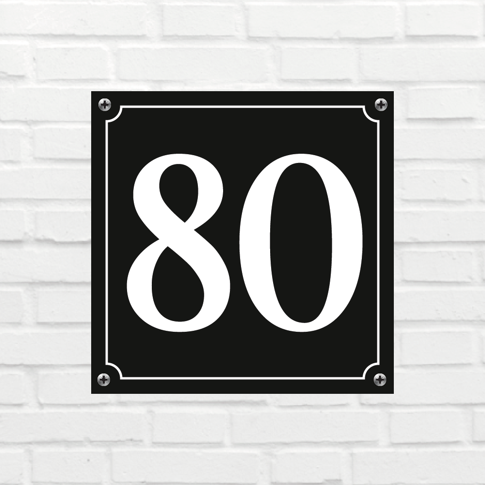 Huisnummerbord Mat zwart Deluxe - Nummer 80 - incl. bevestiging ...
